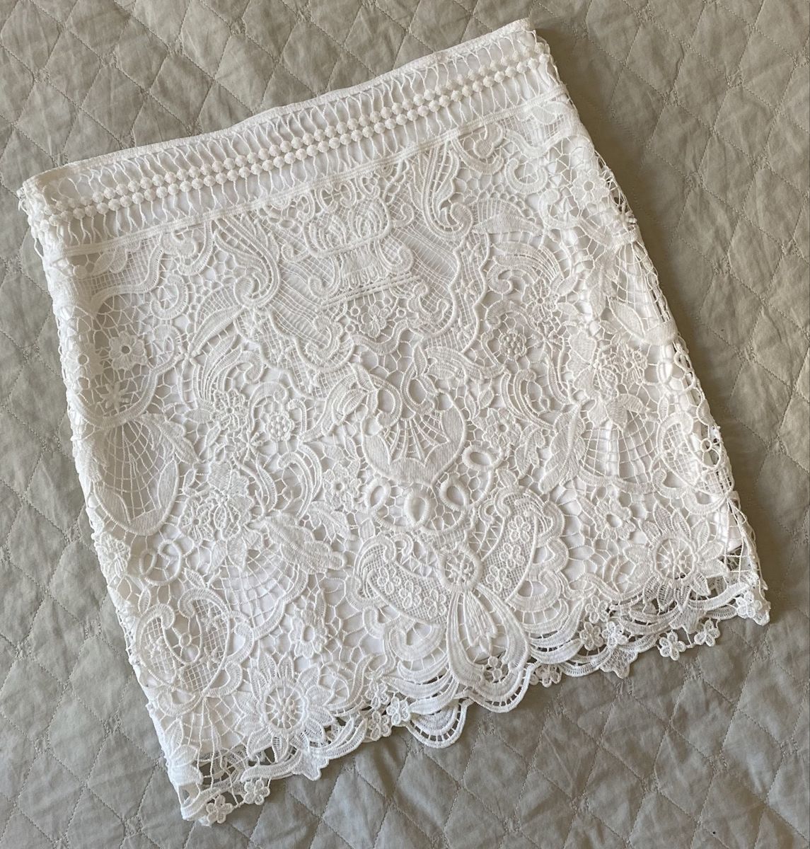 Mini Saia Branca de Renda | Saia Feminina Bamboo Nunca Usado 78149204 ...