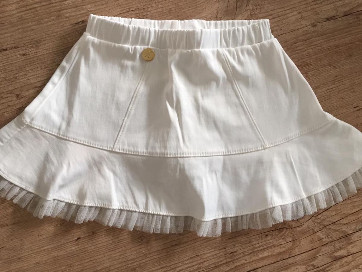 Mini Saia Branca Infantil | Roupa Infantil para Menina Panela Pano ...