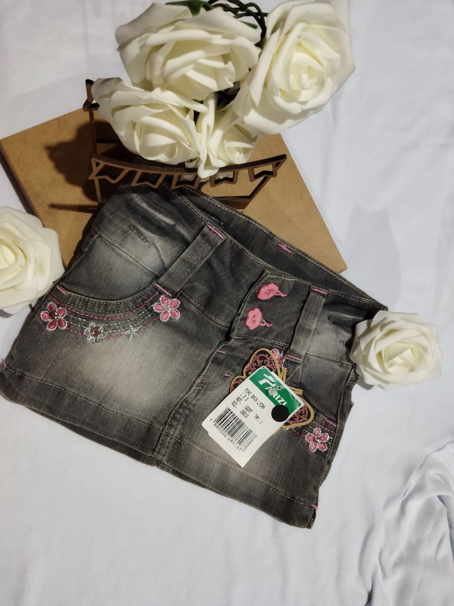 Minissaia Infantil Feminina Jeans Lycra Bordada Tam:01-parizi | Roupa ...