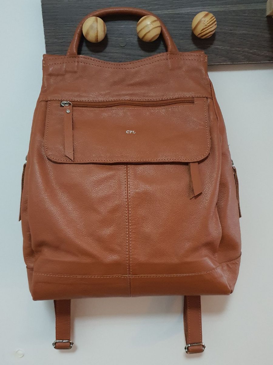 Mochila Funcional Hey Bag Couro Caramelo | Mochila Feminina Hey Bag Usado 63756461 | enjoei