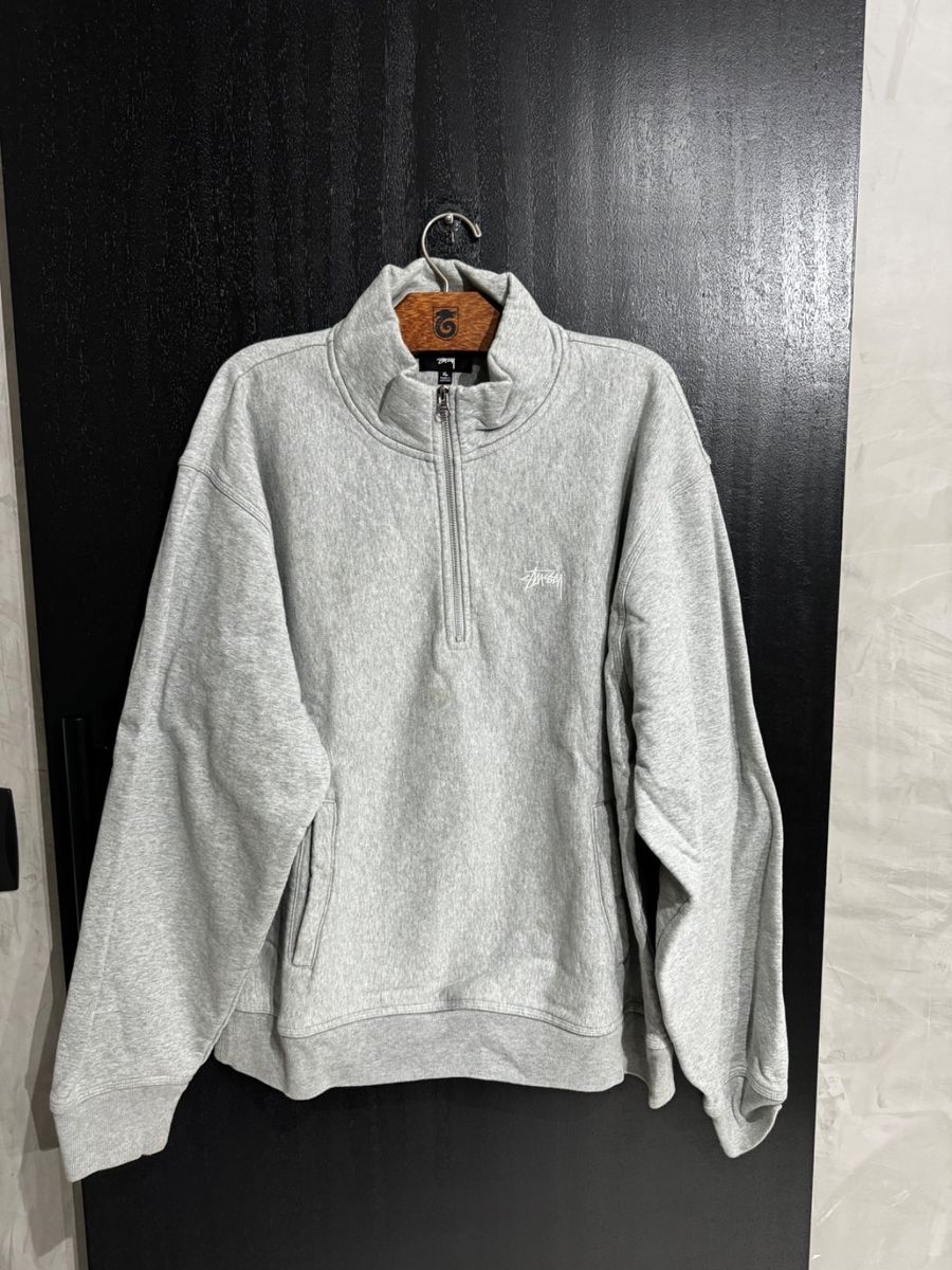 Moletom Jaqueta Stussy Logo Mock Cinza | Casaco Masculino Stussy Usado 108051264 | enjoei