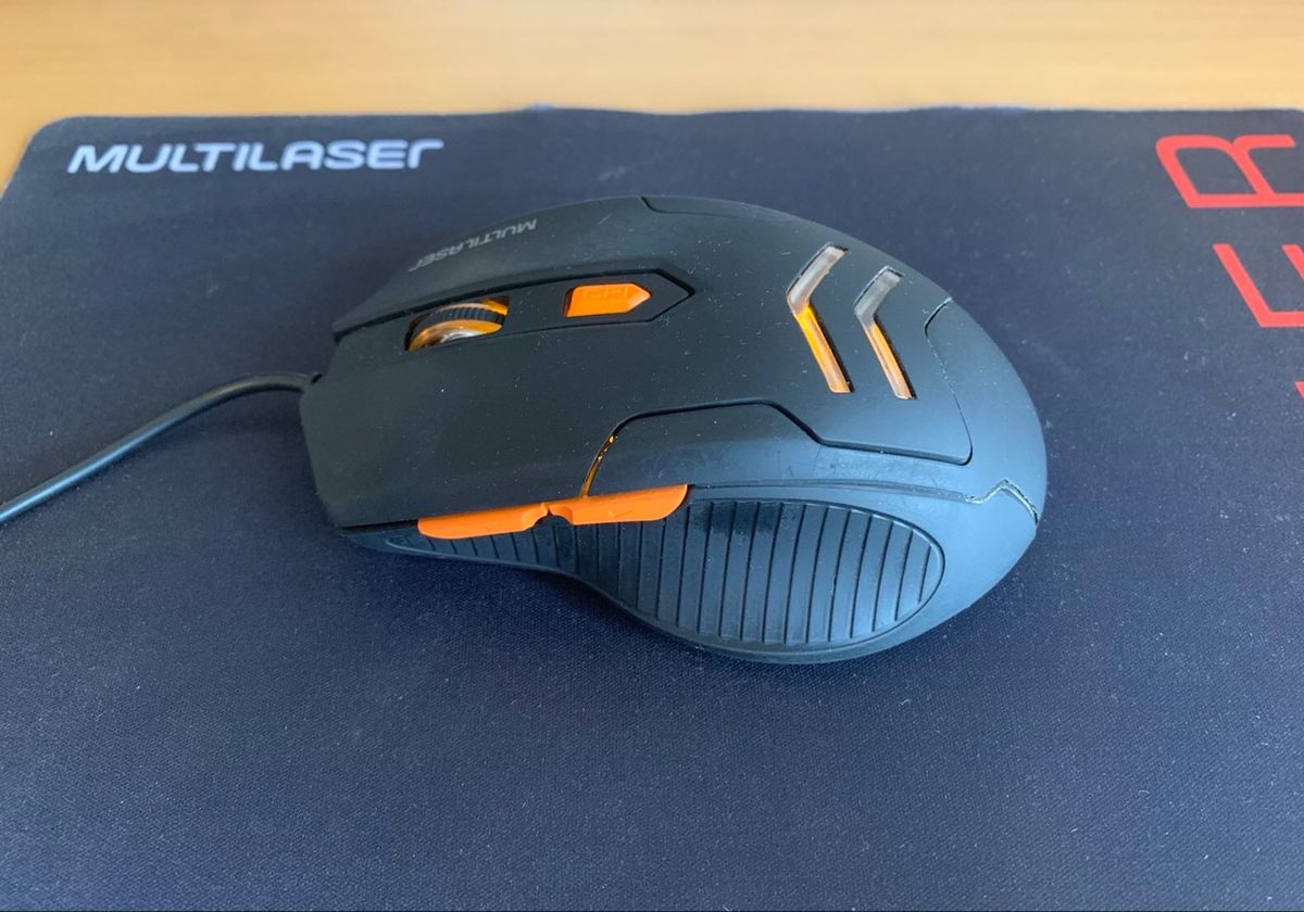 Mouse Gamer Multilaser 3200dpi 6 Botões Preto/laranja com Mouse Pad - Mo274 | Mouse p ...