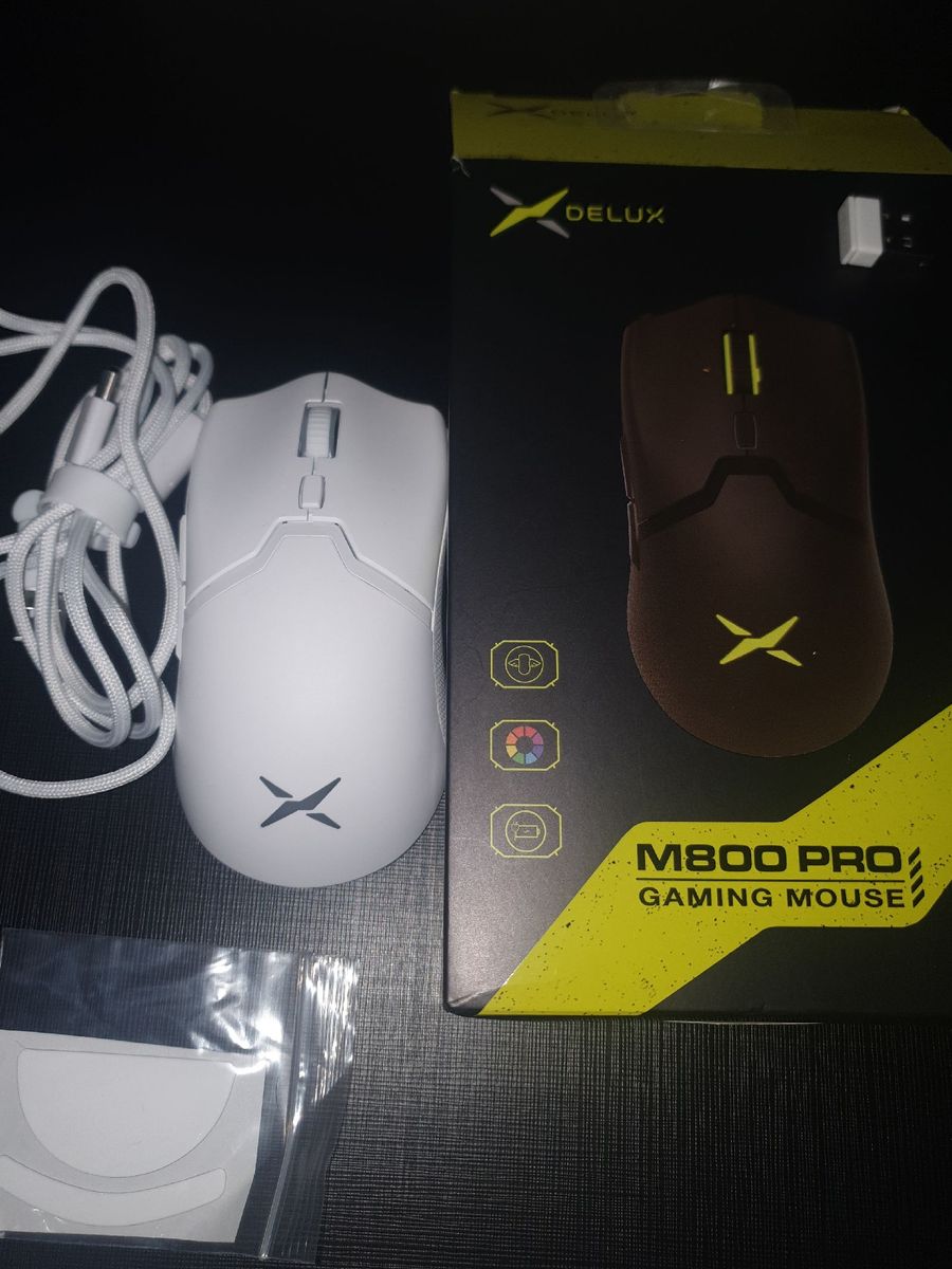 Mouse Gamer sem Fio Delux M800 Pro Branco Sensor Pmw3370 | Mouse p/ Computador Delux Nunca Usado ...