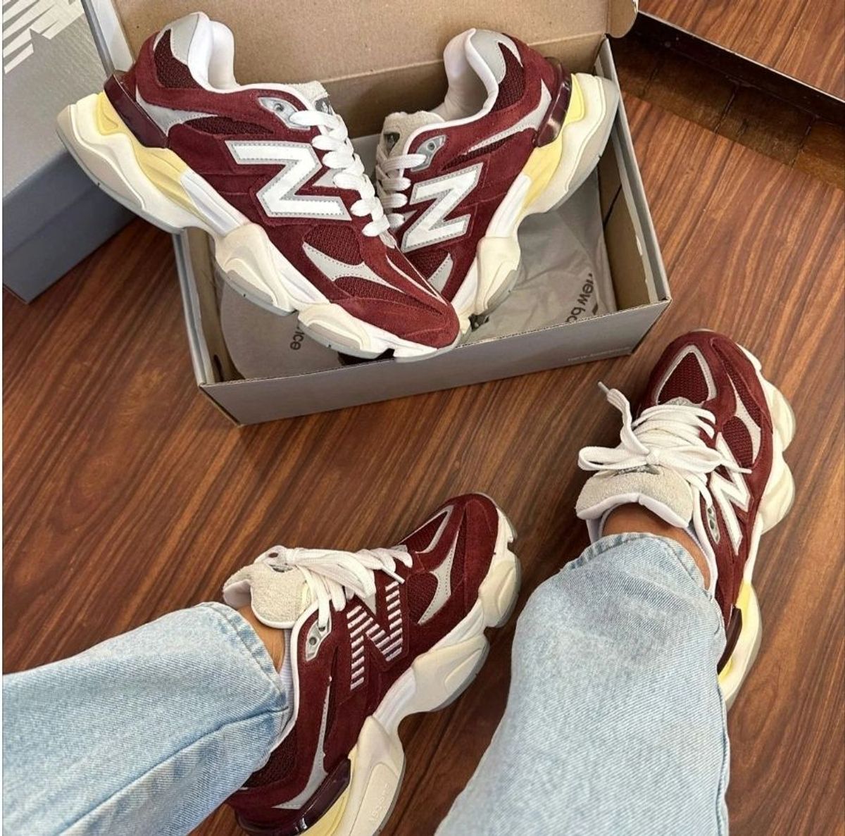 New Balance 9060 Bordô Unisex Couro Legítimo e Original. | Tênis ...
