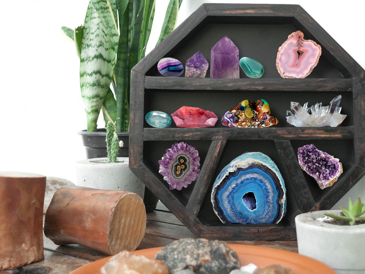 Nicho Octagonal Altar P/ Cristal Geodo Drusa Ponta Pedras | Item de ...