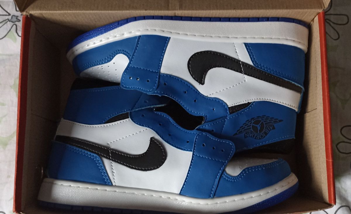 Nike Jordan Branco e Azul | Tênis Masculino Nike Nunca Usado 69681099 ...