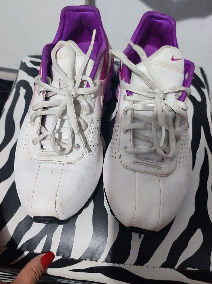Nike Shok 4 Molas Branco e Roxo Original | Tênis Feminino Nike Usado ...