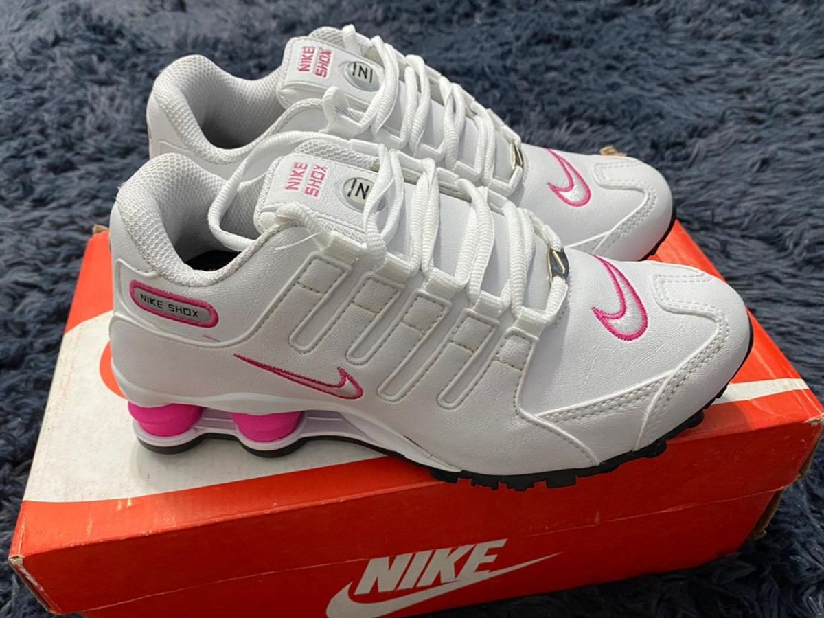 Nike Shox Feminino Branco e Rosa Novo | Tênis Feminino Nike Nunca Usado ...