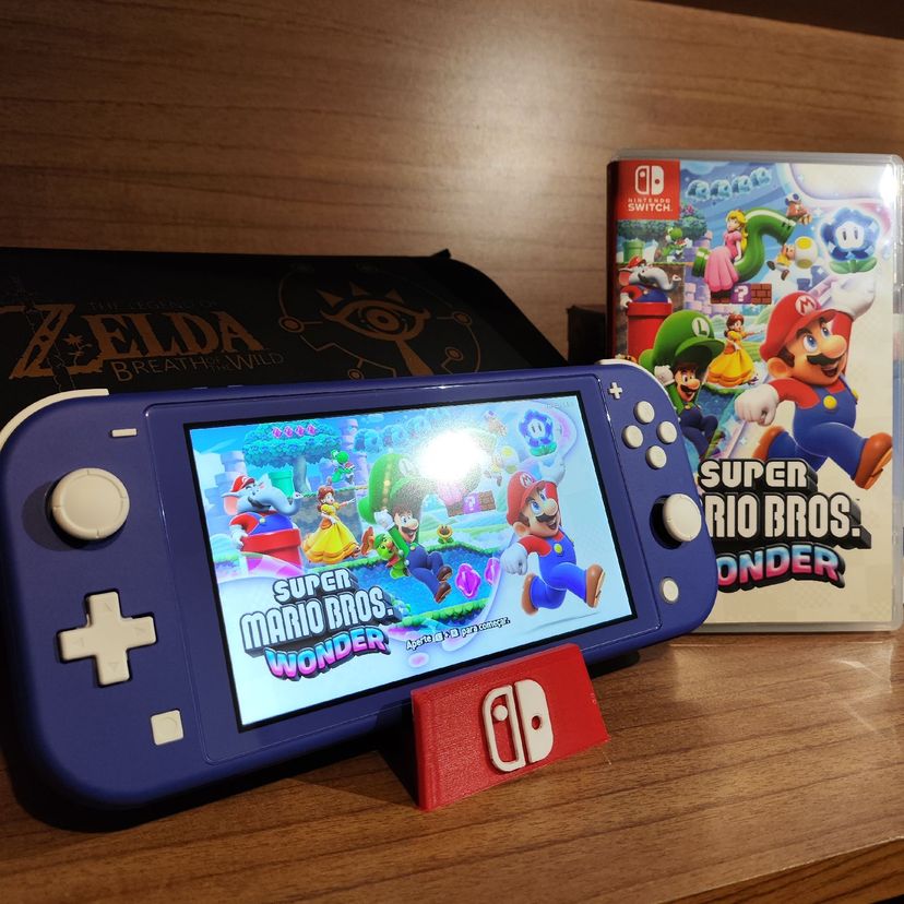 Nintendo Switch Lite Azul + Super Mario Bros. Wonder + Case Zelda ...