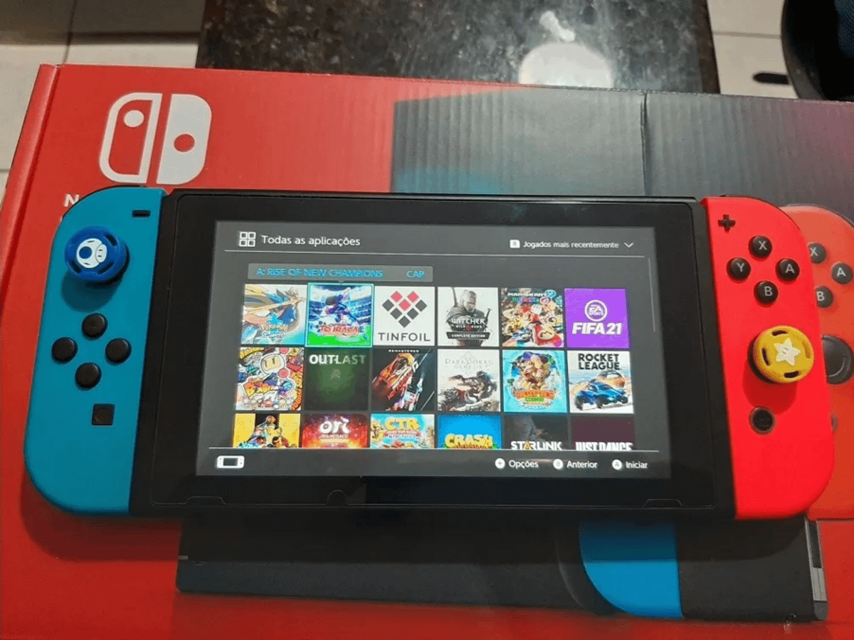 Nintendo Switch Novo Modelo + Sd 128gb Desbloq. Sx Core + Nf | Jogo de ...