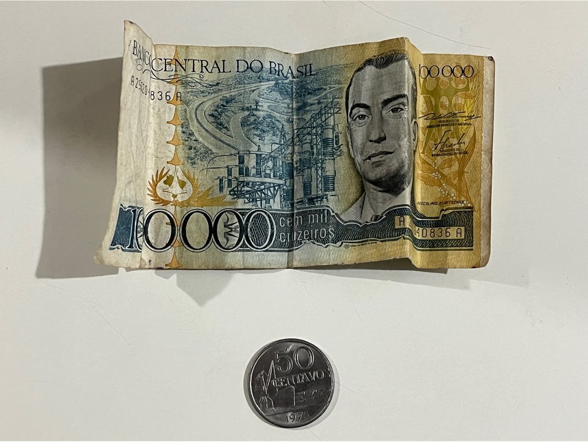 Nota Cruzeiro e Moeda 1975 | Produto Vintage e Retro Moeda Usado ...