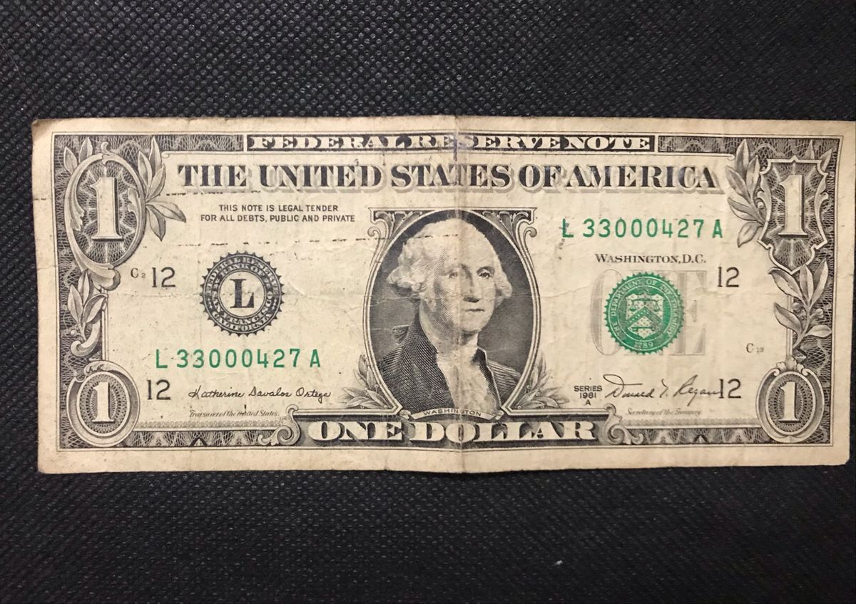 Nota de 1 Dólar Antigo de 1981 Raridade | Produto Vintage e Retro Dólar ...