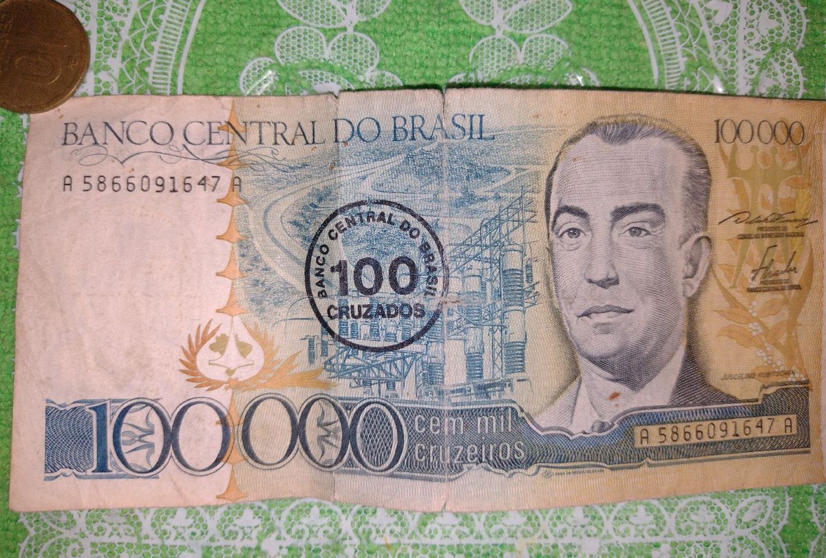Nota de Cem Mil Cruzados | Produto Vintage e Retro Banco Central Do ...