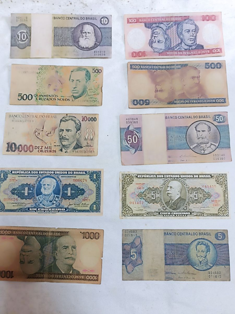 Notas Diversas - 10 Cédulas de Cruzeiro e Cruzados Antigas | Produto ...