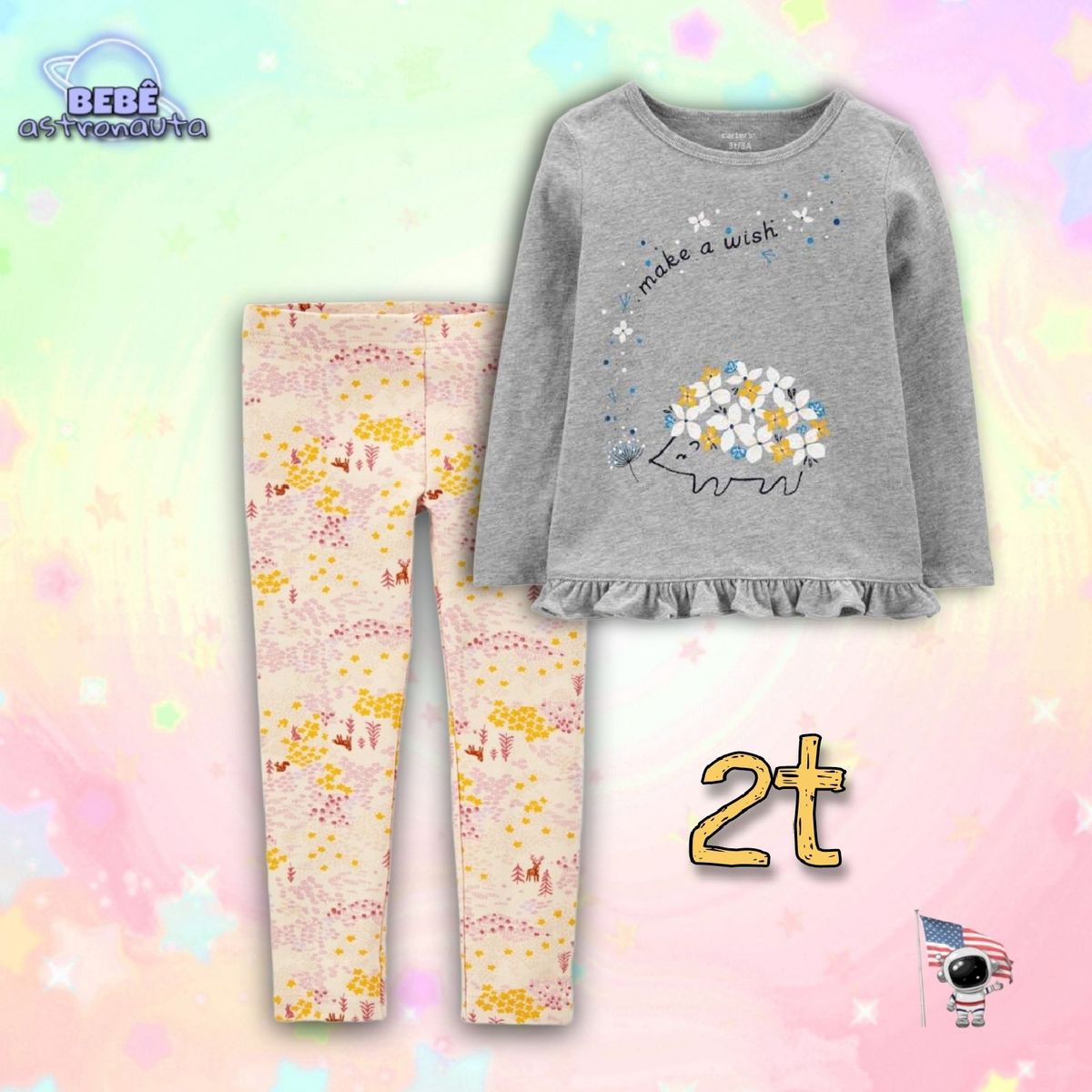 (novo) Conjunto Carter's 2t Menina 100% Algodão | Roupa Infantil para ...