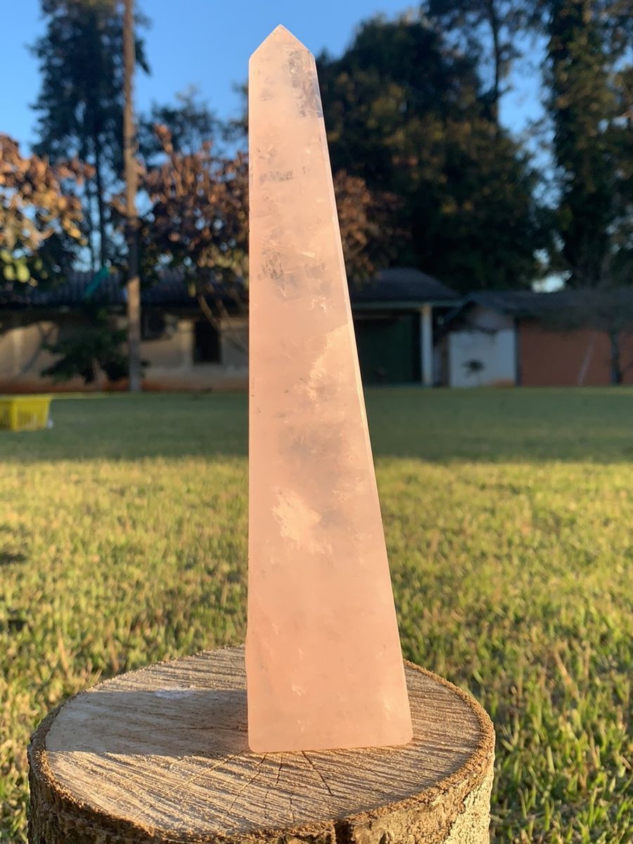 Obelisco Quartzo Rosa | Item de Decoração Pedra Natural Nunca Usado ...