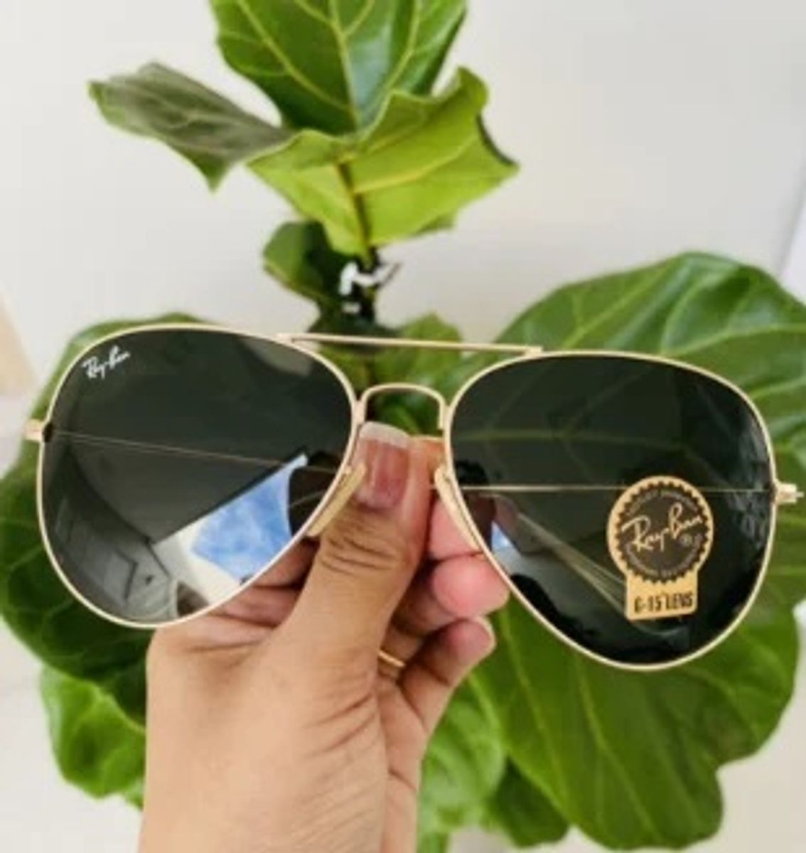 Óculos de Sol Ray Ban Aviador Dourado Lente Preta Importado Masculino e ...