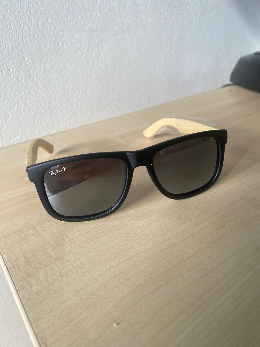 Óculos de Sol Ray Ban Rb4165 Justin de Madeira Bambu Polarizado Lentes ...