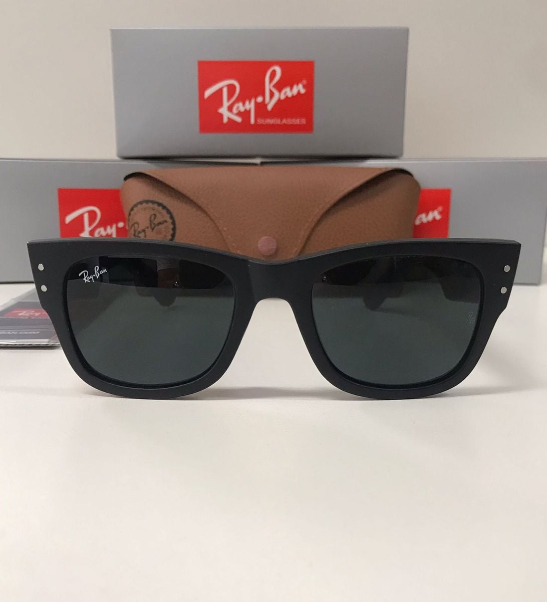 Óculos de Sol Ray-ban Mega Wayfarer Black Matte Lentes de Cristal ...