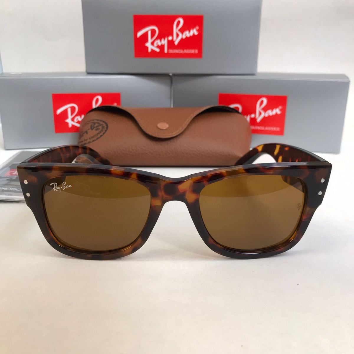 Óculos de Sol Ray-ban Mega Wayfarer Tartaruga Lentes de Cristal ...