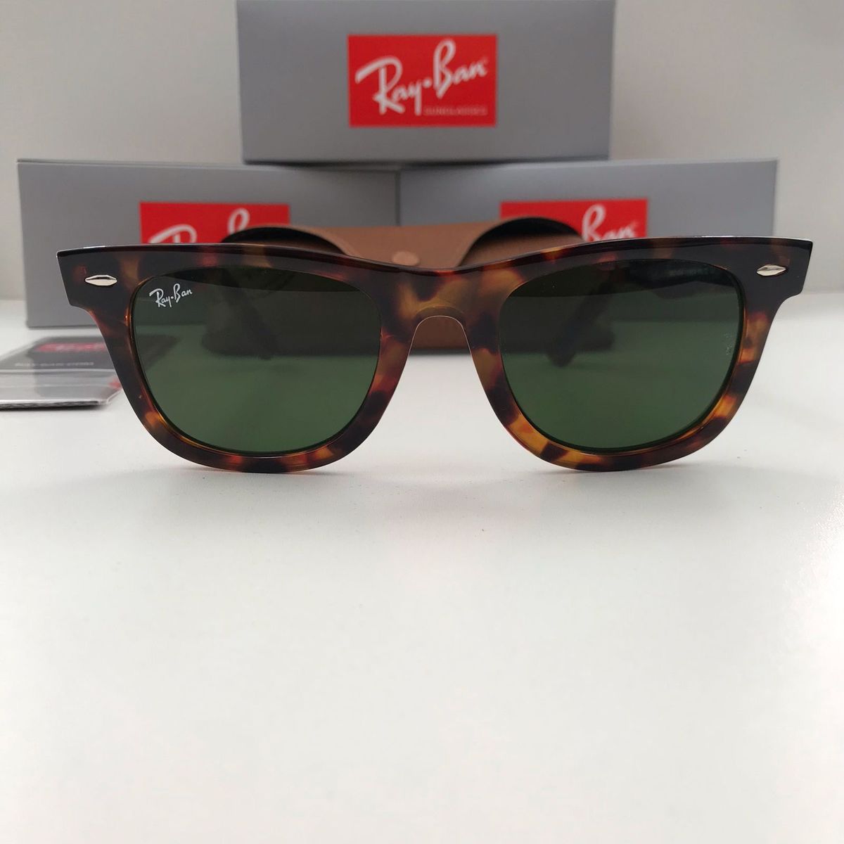 Óculos de Sol Ray-ban Wayfarer Tartaruga Classic G-15 Lentes de Cristal ...
