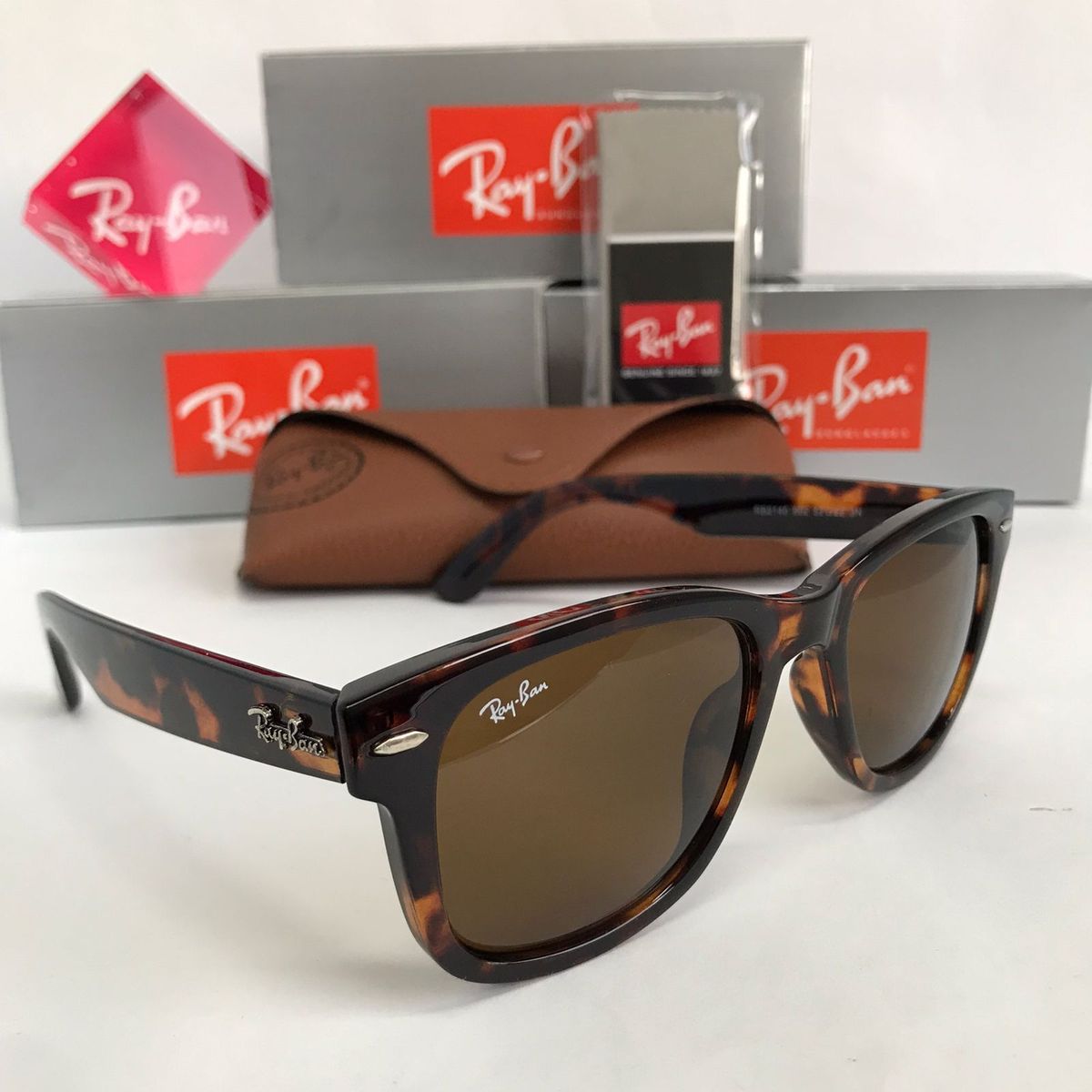 Óculos de Sol Ray-ban Wayfarer Tartaruga Lentes de Cristal | Óculos ...