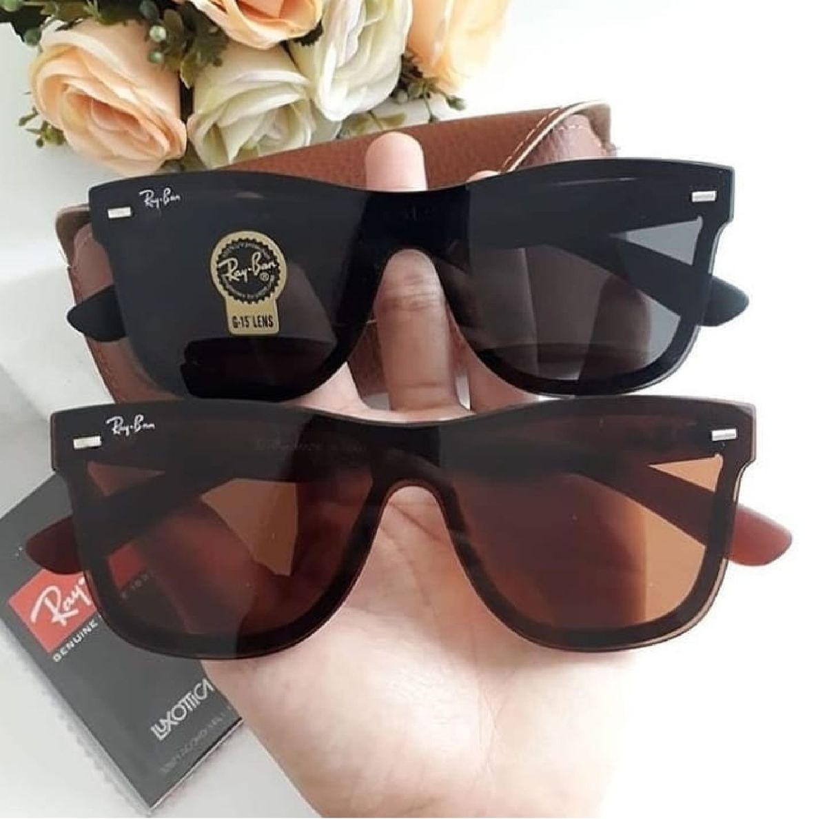 Óculos Ray Ban Mask Blazer Wayfarer Preto e Marrom Unissex | Óculos ...