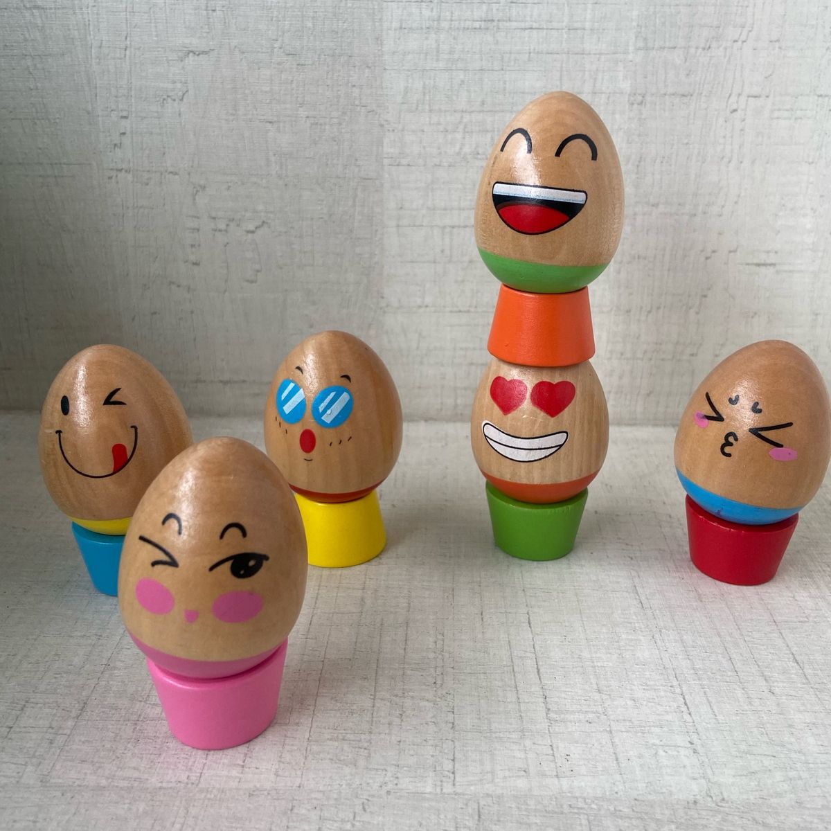 Ovo Brinquedo Waldorf/montessori de Madeira , Torre de Empilhamento ...