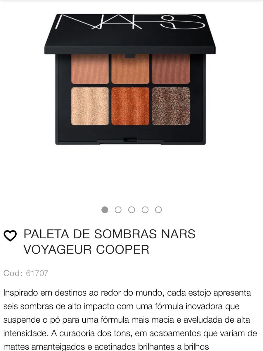 Paleta de Sombras Copper Nars | Maquiagem Feminina Nars Nunca Usado 76480998 | enjoei