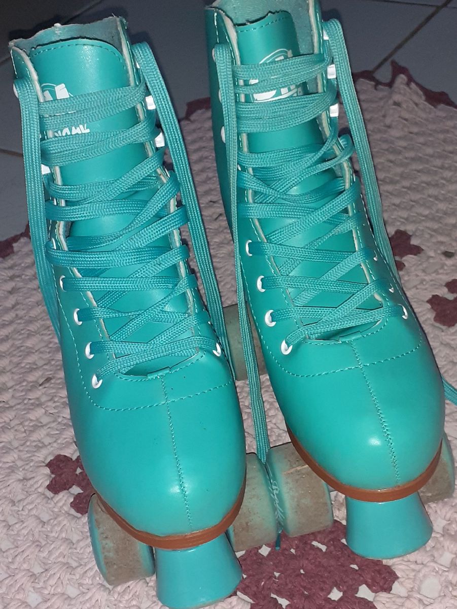 Par de Patins Squad Roller com 4 Rodas Verde Água. | Moda Esportiva ...