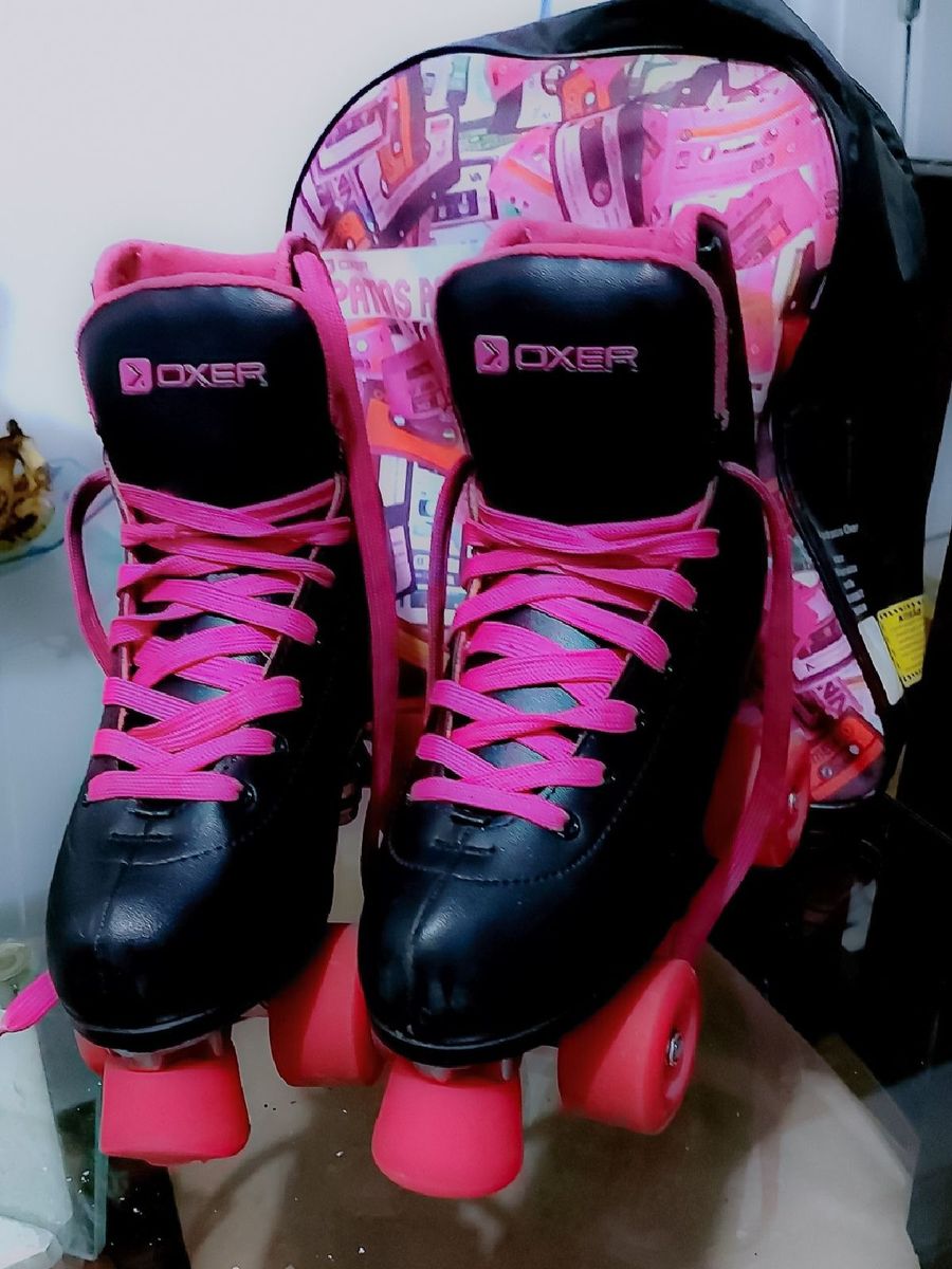 Patins Quad Oxer Preto com Rosa | Mochila Feminina Oxer Usado 80929391 ...
