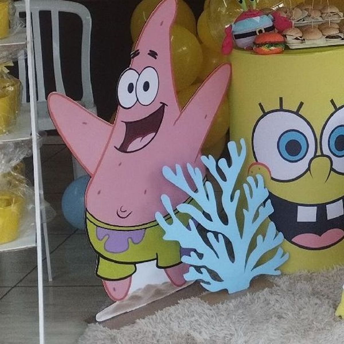 Patrick e Bob Esponja em Mdf e Algas Vivas | Item de Decoração Usado ...