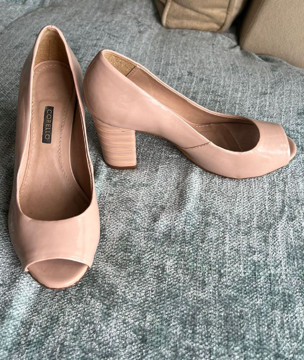 Peep Toe Corello Bege Salto Alto | Sapato Feminino Corello Usado ...