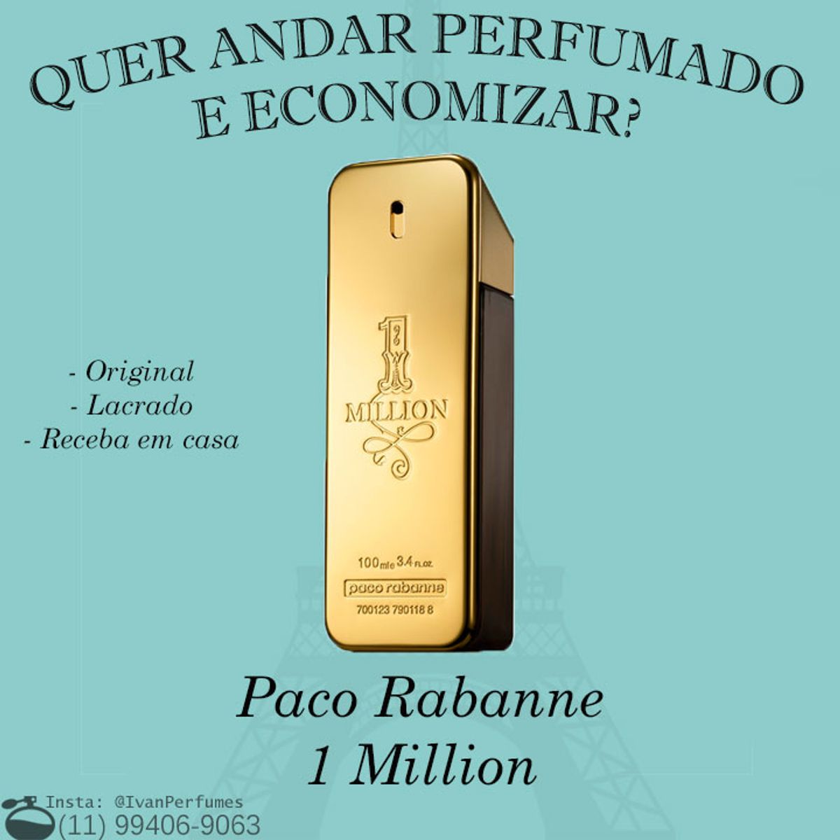 Perfume One Million Original/lacrado 1 Million Paco Rabanne 100ml ...