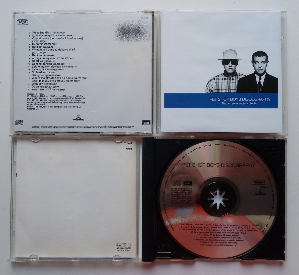 Pet Shop Boys Cd Nacional Discography 1991 (usado) The Complete Singles ...