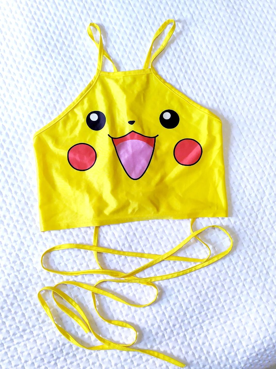 Pikachu Top Cropped Pokémon Geek | Blusa Feminina Geek Nunca Usado ...