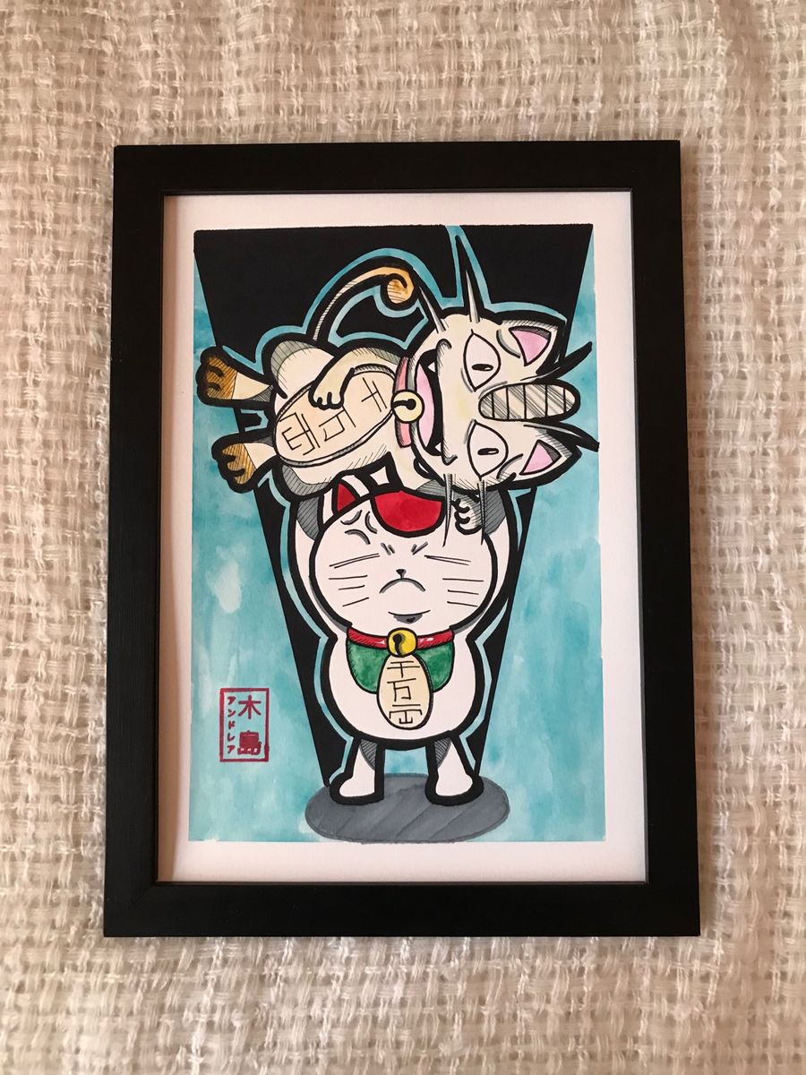 Pintura Autoral Maneki Neko Meowth | Cacareco Nunca Usado 113186057 ...