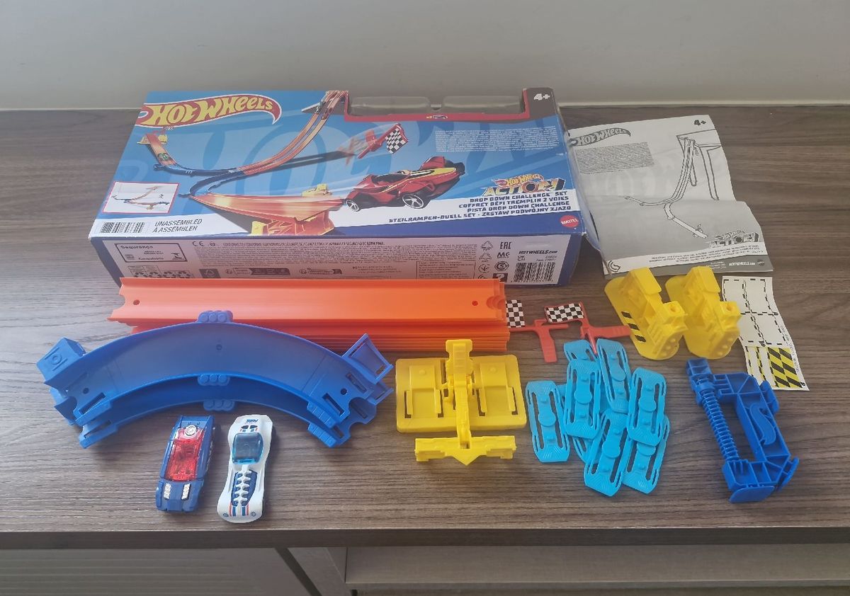 Pista Hot Wheels Drop Down Challenger Set | Brinquedo para Bebês Hot ...