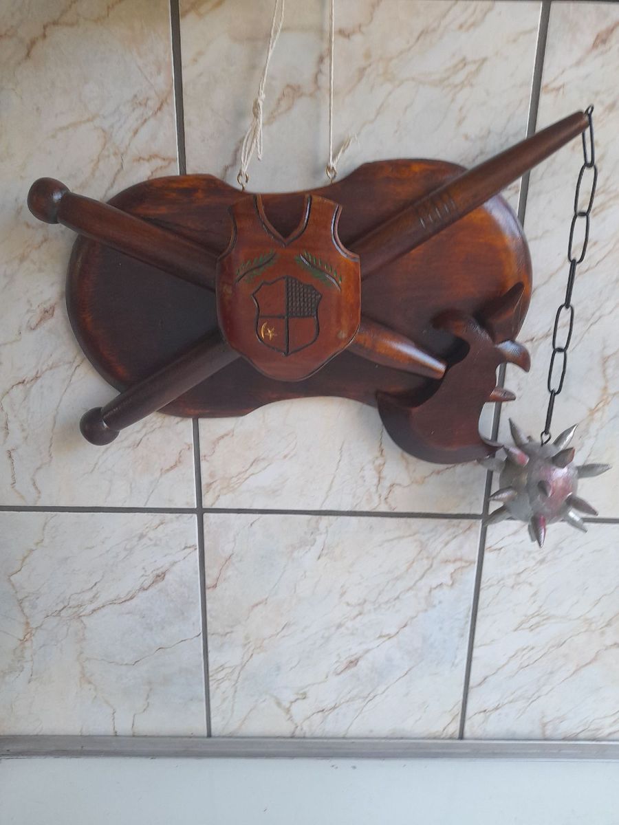 Placa Medieval em Madeira Maciça para Parede | Item de Decoração Placa ...