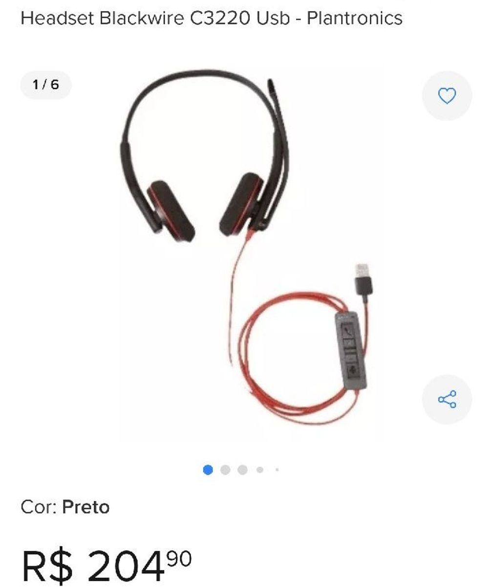 Plantronics Headset Blackwire C3200, com Fio (acompanha Bag de ...