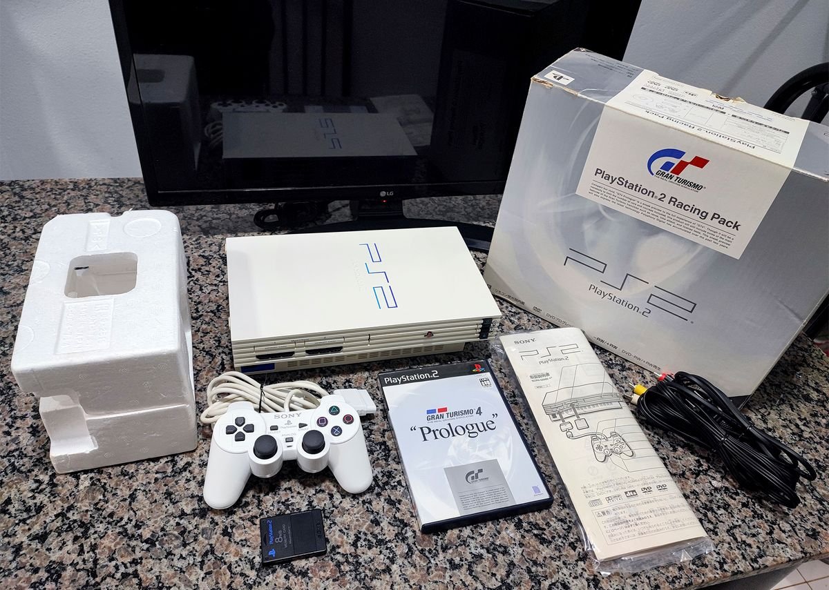 Playstation 2 Edição Rara Branco Racing Pack Gran Turismo 4 - Item de ...