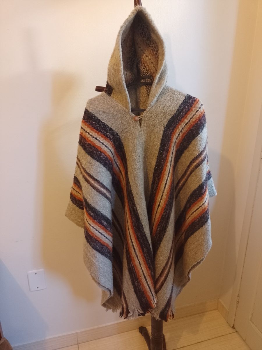 Poncho Chileno em Lã Batida | Casaco Feminino Usado 85810701 | enjoei