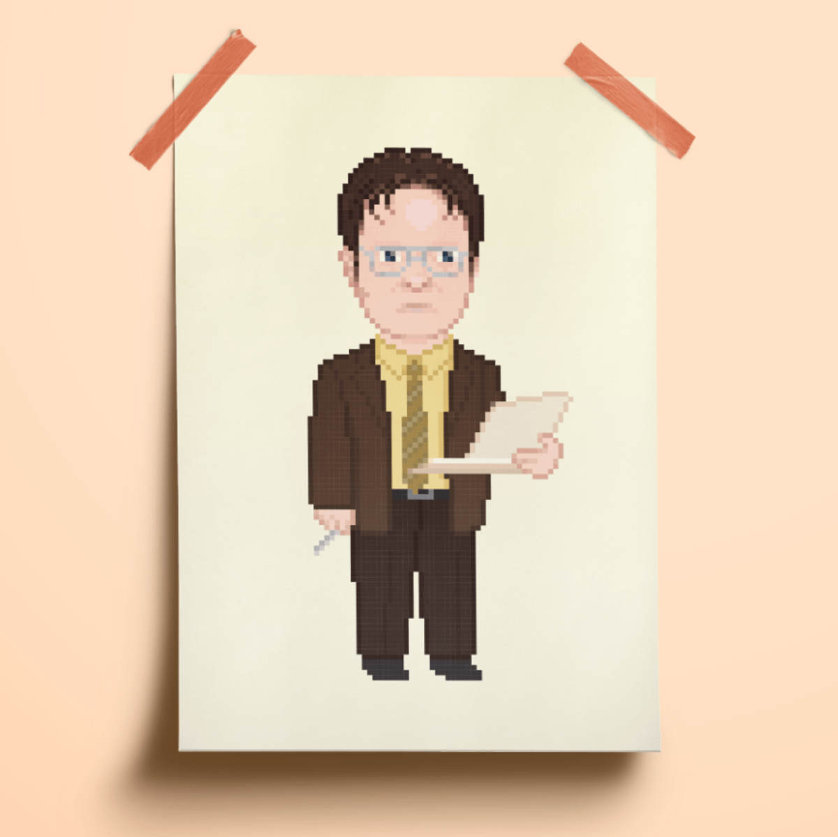 Pôster Ilustrativo Decorativo | Dwight Schrute | Pixel Art | The Office ...