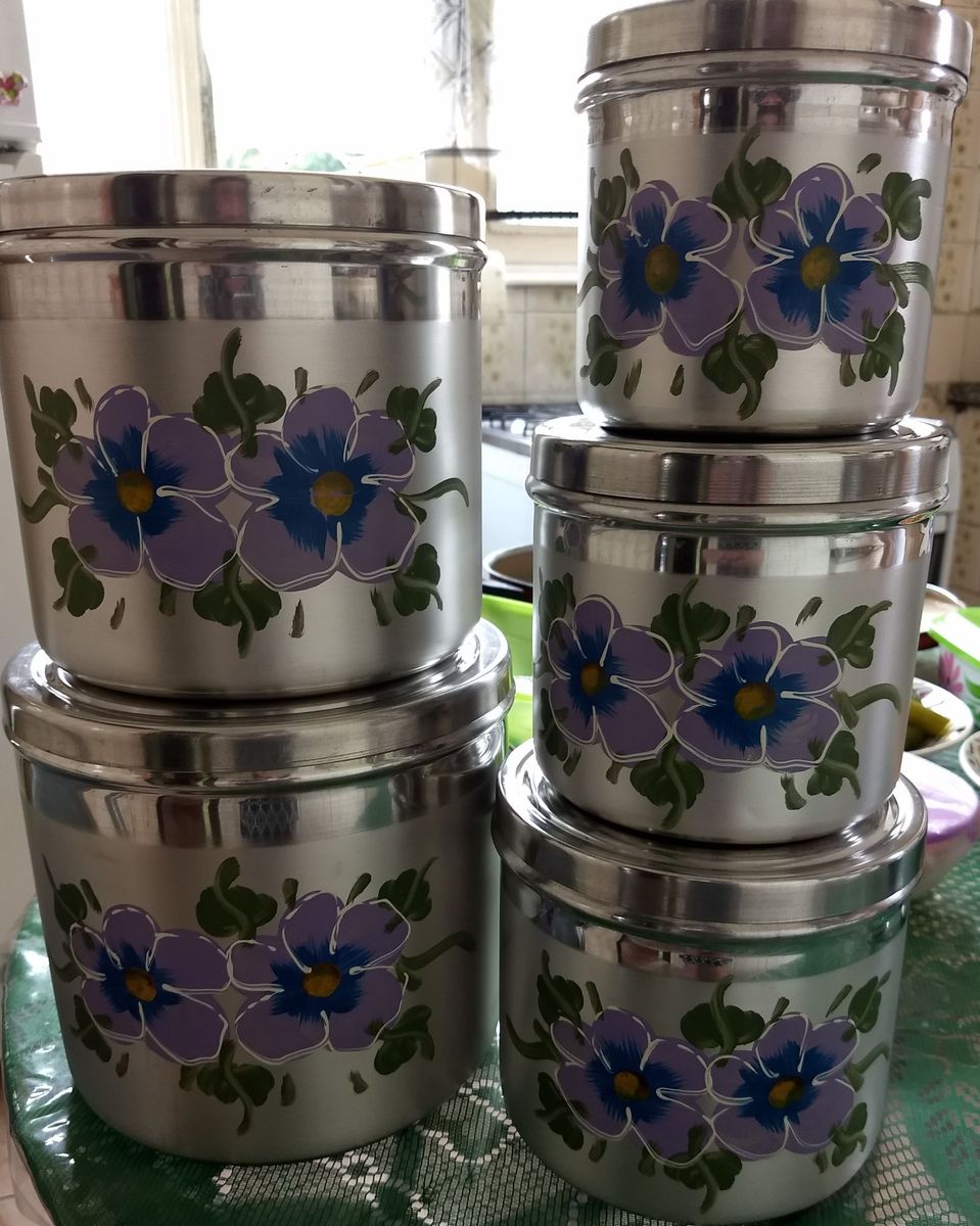 Potes para Mantimentos em Aluminio Pintado a Mão | Móvel de Cozinha ...
