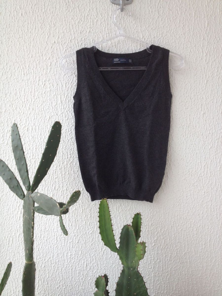 Pullover Colete Cinza | Colete Feminino Zara Usado 14559707 | enjoei