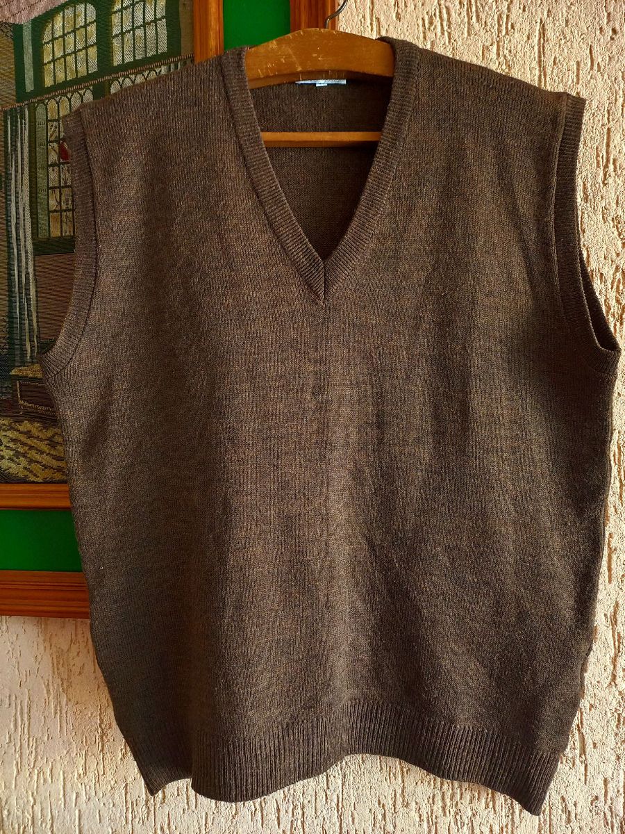 Pullover Colete em Lã Acrilica | Colete Masculino Vintage Usado ...