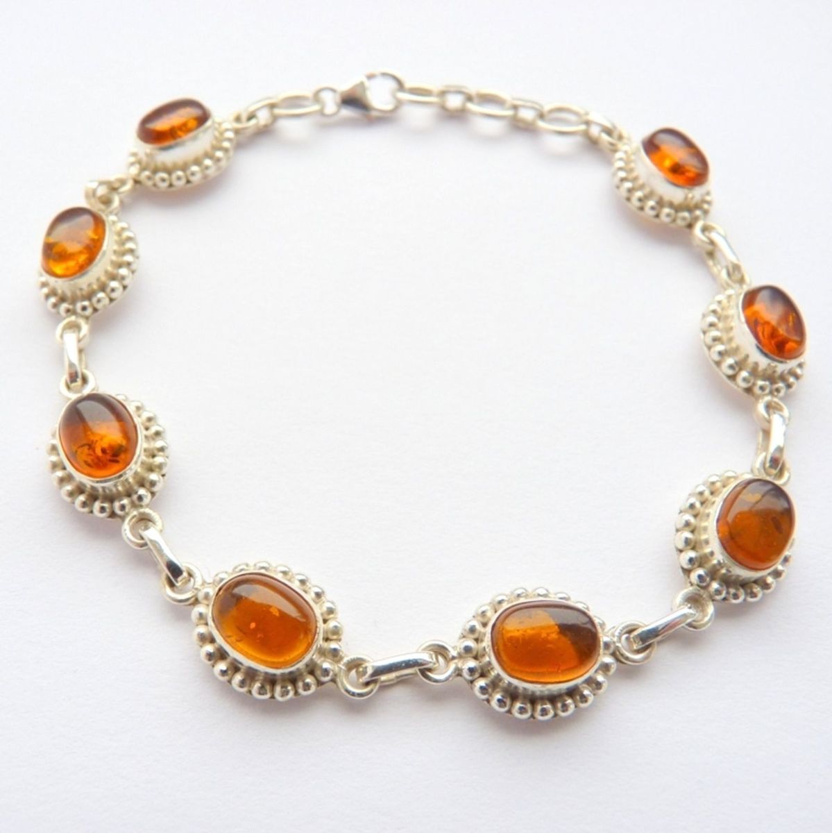 Pulseira de Prata Indiana 925 com Âmbar Báltico Natural 6649 | Jóia ...