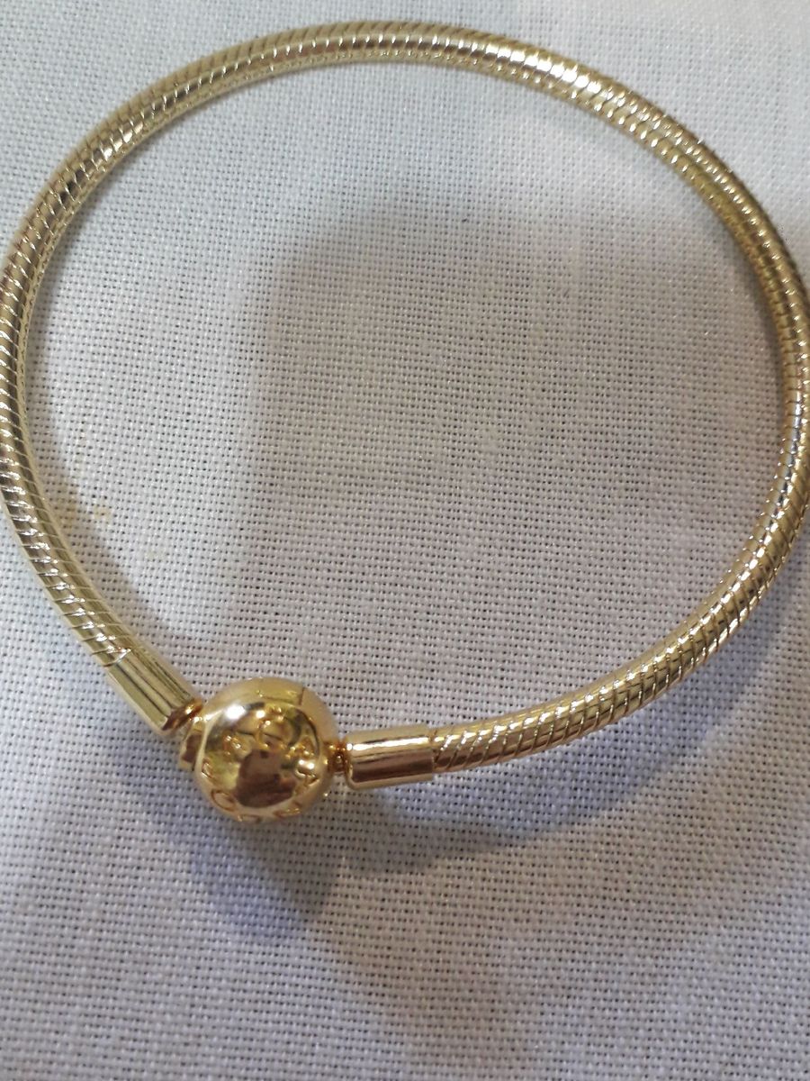 Pulseira Dourada Pandora | Jóia Feminina Pandora Nunca Usado 37638597 ...