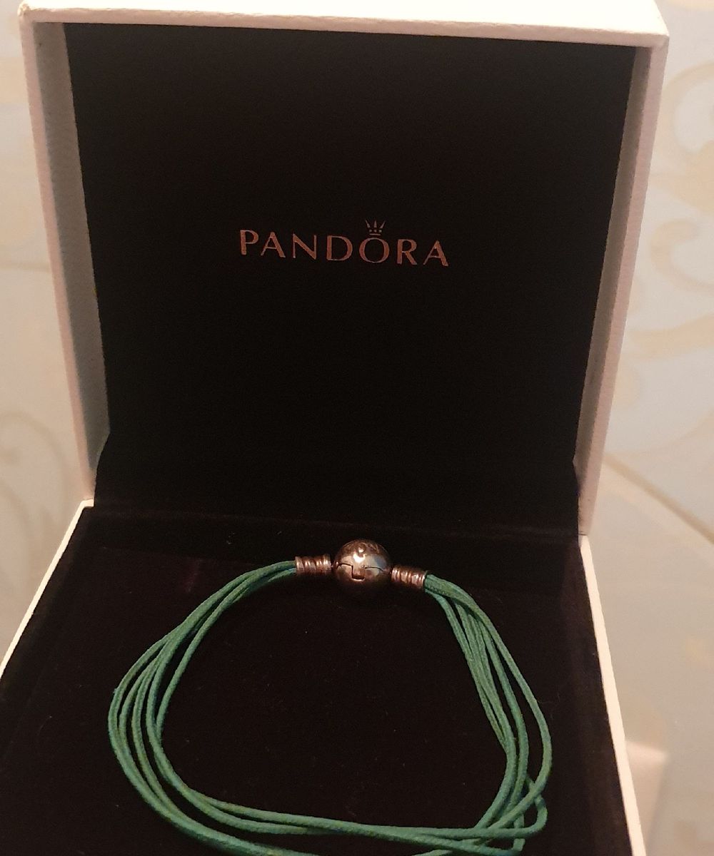 Pulseira Pandora Linda Original de Tecido Verde Água | Bijuteria ...
