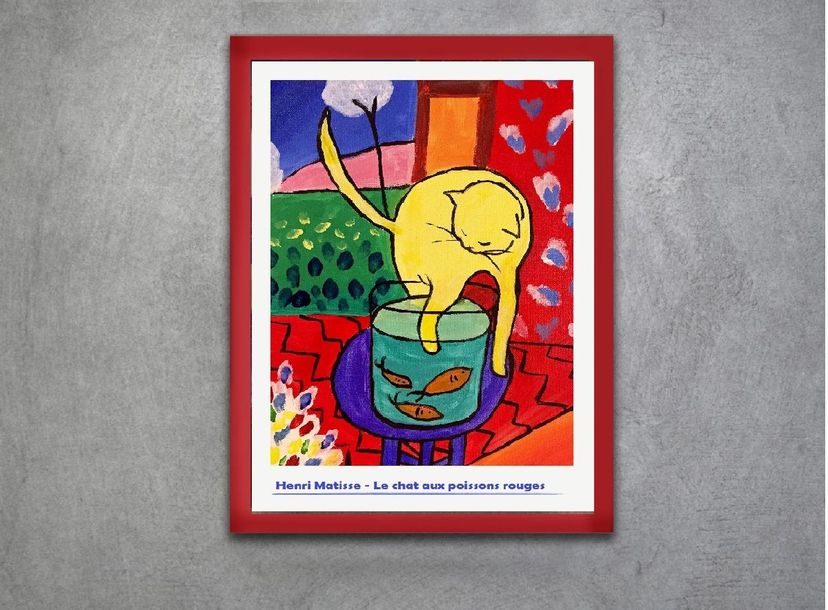 Quadro Emoldurado Reprodução Vintage Matisse "le Chat Aux Poissons ...